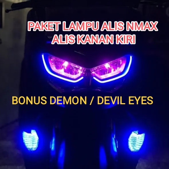 PAKET LAMPU ALIS NMAX BONUS DEVIL DEMON EYES ALL NEW NMAX 2020 2021 ...
