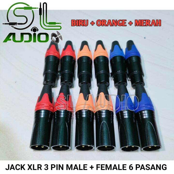 jack audio canon xlr male plus socket xlr female 6 set / 6 pasang ...