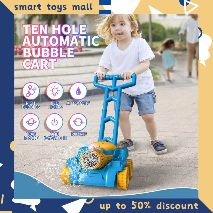 Ten hole automatic bubble cart rainbow bubble maker machine for kids ...