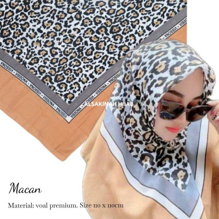 HIJAB KERUDUNG SEGIEMPAT MOTIF MACAN VOAL PREMIUM BESTSELLER TERMURAH ...