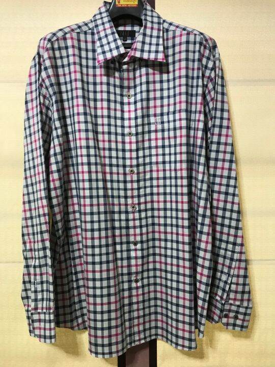 เสื้อ DAKS XL ลายสก็อตชมพูเทาขาว แท้ 100% สภาพใหม่ ไม่มีตำหนิ หรือคราบเปื้อน รอบเอว 46นิ้ว อก46 ...