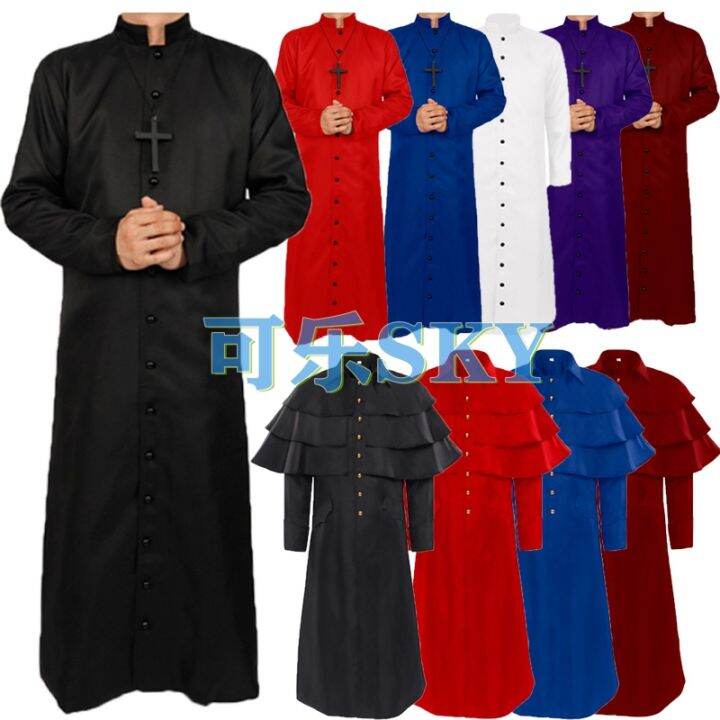 Halloween Retro Monk Costume Priest Godfather Cos Clothing Death Robe ...