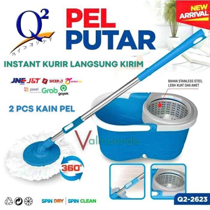 Alat Pel Lantai Putar Otomatis Stainless Magic Mop Twist Mop Pembersih ...
