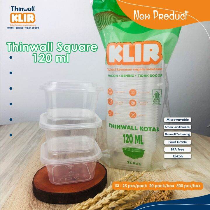 Thinwall Klir Square 120ml 150ml Isi 25set / Kotak Klir / Kotak Bumbu Plastik SQ 120 ML 150 ML ...