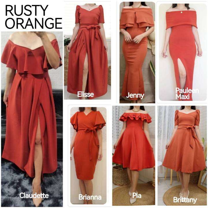 DARK RUST /RUSTY ORANGE BRIDAL ENTOURAGE FORMAL DRESS LONG GOWN PANG ...