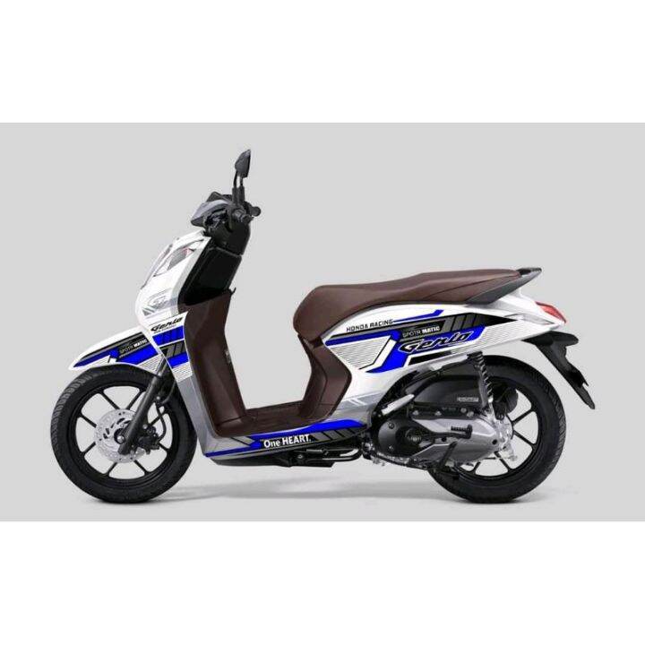 sticker striping variasi honda genio motip simpel warna biru putih ...