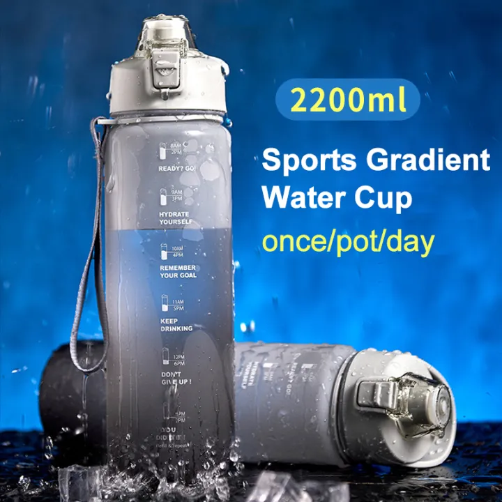 1000Ml/2200Ml ขวดน้ำความจุขนาดใหญ่พร้อมฝาปิด Bounce Time Scale Reminder ...