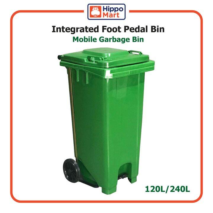 MGB Integrated Foot Pedal Waste Bin, 120L, 240L & Colours, Trash Bin ...