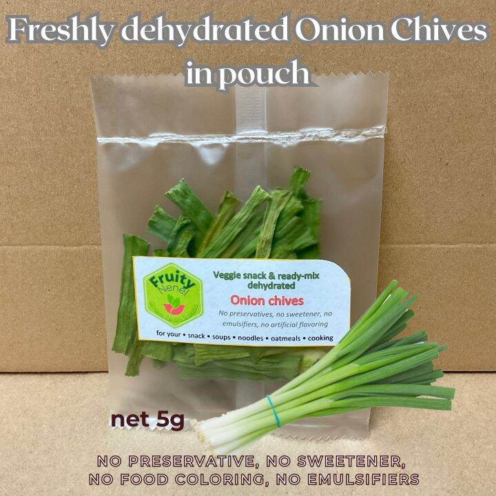 Freshly dehydrated ONION CHIVES in pouch and box. NO sweetener ...