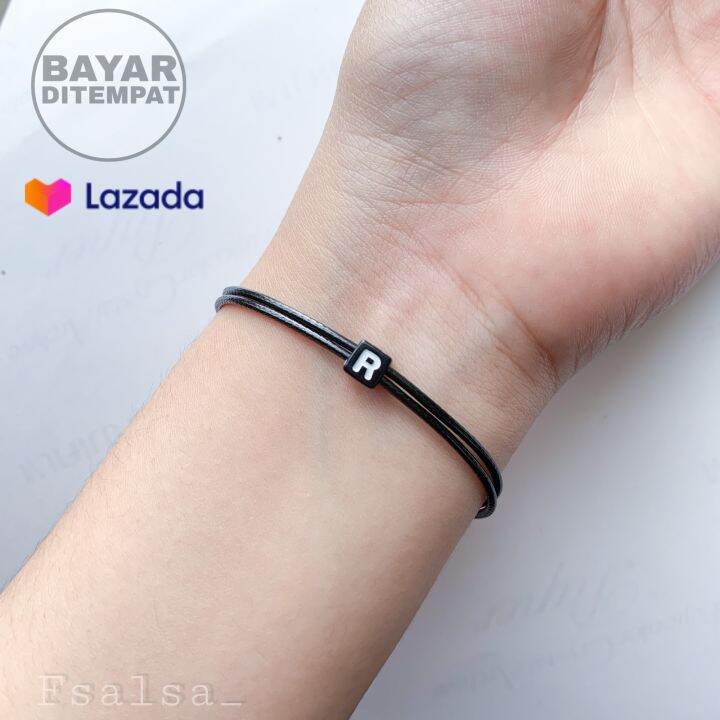 Gelang inisial huruf alfabet A - Z bentuk bulat / gelang persahabatan ...