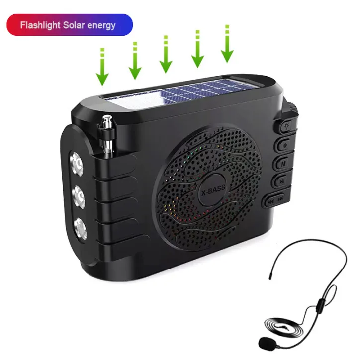 Solar Speaker Rechargeable Emergency Light Bluetooth Radio Multi ...