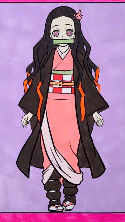 Nezuko Demon Slayer - Set 10 Tờ Tranh Tô Màu Kích Thước A4 A5 Dành Cho ...