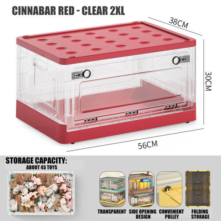 Folding moving storage box with pulleys plastic container plastic ...