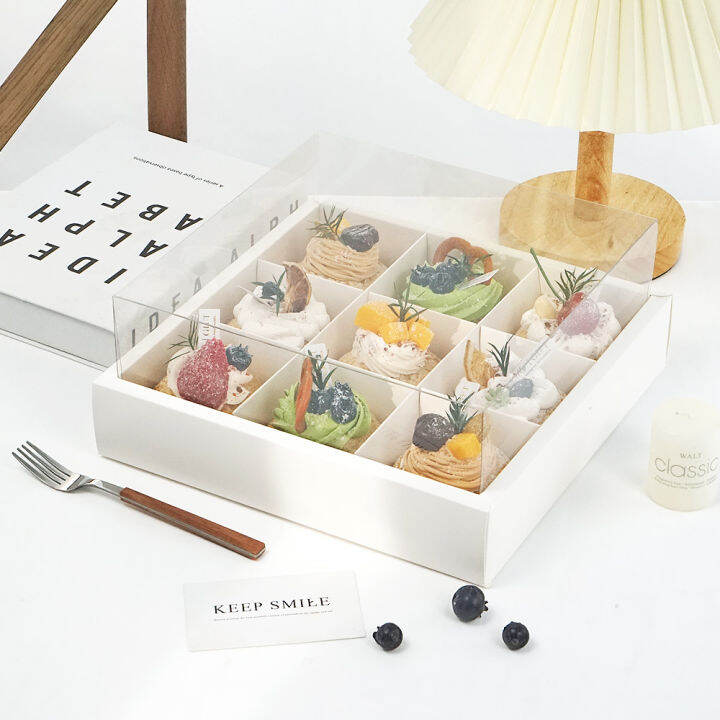 9 Grid plus High Box Transparent Nine Grid Dessert Box Small Cake Box ...