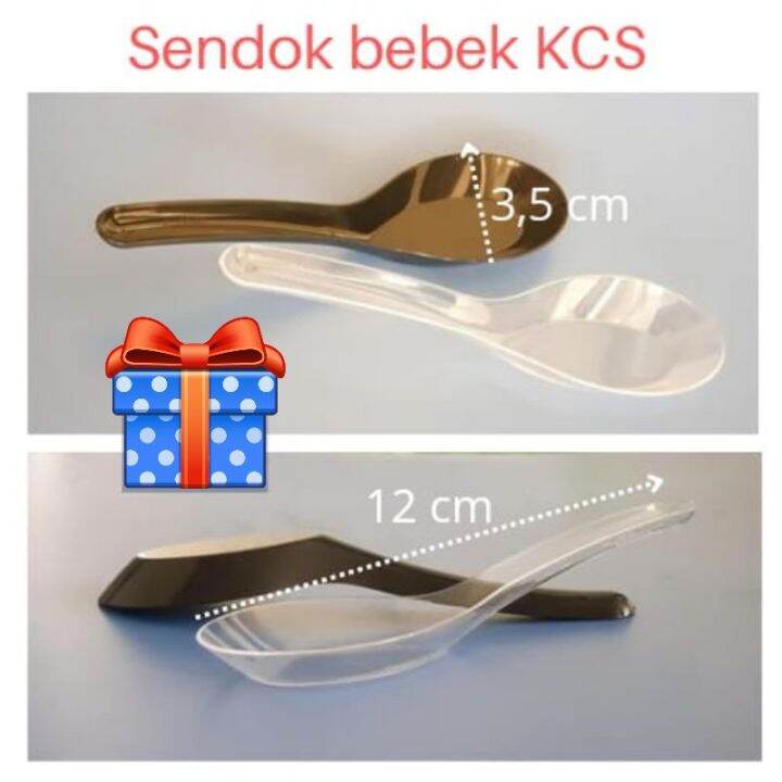 50Pcs Sendok Bebek Plastik Hitam/Putih Susu/Bening TEBAL Sendok Makan ...