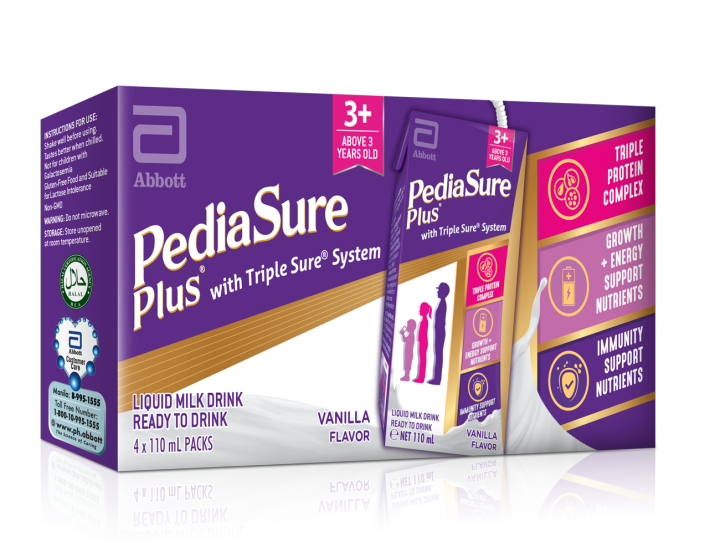 Pediasure Plus Ready to Drink Vanilla 110ML x 4 For Kids Above 3 years ...