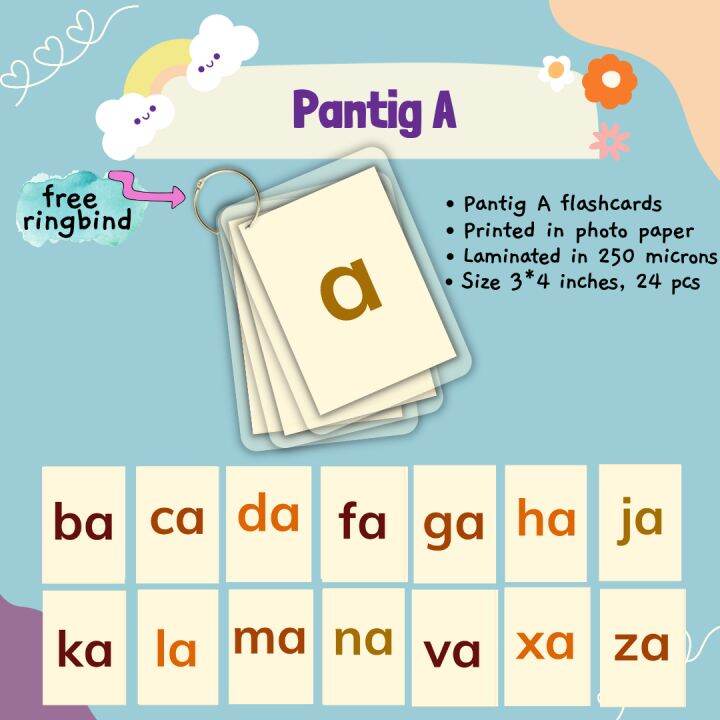 Pantig A E I O U Laminated educational reading flash cards | Lazada PH
