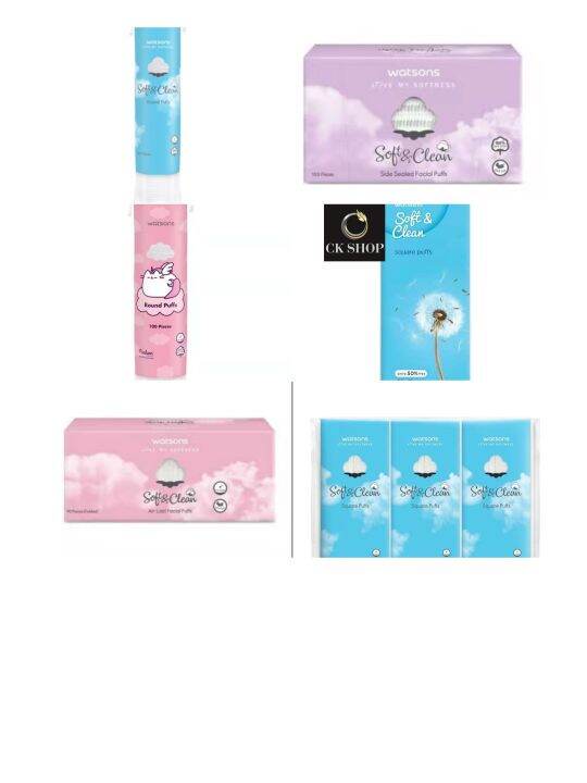 WATSONS Round Facial Cotton Puff 100s/ Soft Facial Puffs 90's/Facial ...