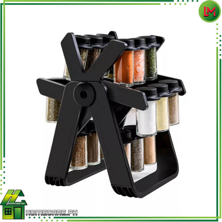 HOMECARE PH. 360°Revolving Ferris Wheel Spice Rack and Jars Countertop ...