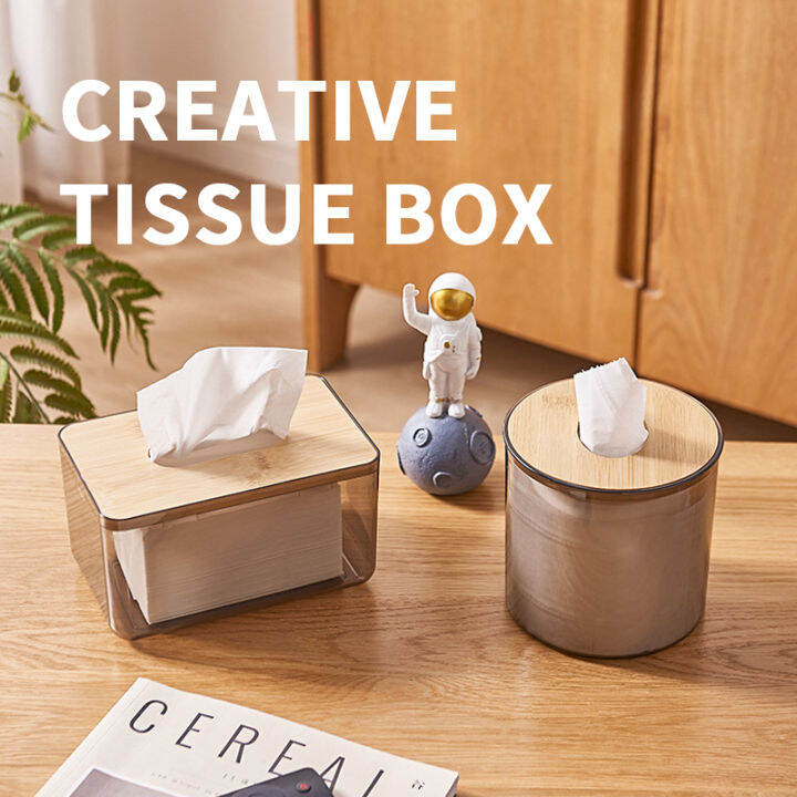 Modern Tissue Box Holder Organizer Transparent Rectangular Round with ...