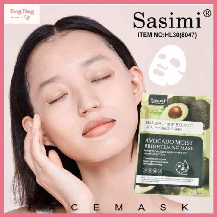 (HL30) Sasimi Avocado Moist Brightening Mask เเผ่นมาส์หน้า สูตรอะโวคาโด ...