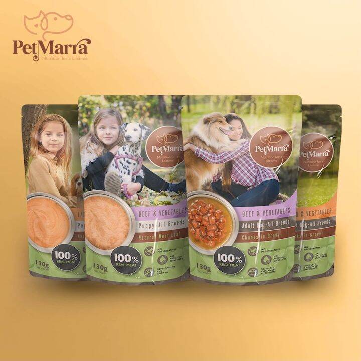 PetMarra Adult Dog Wet Food Pouch Chunks in Gravy Beef and Vegetables ...