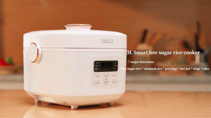 ZOLELE 3L Multi-Function Low Sugar Rice Cooker Smart Hot Pot Rice Cooker Non Stick ...