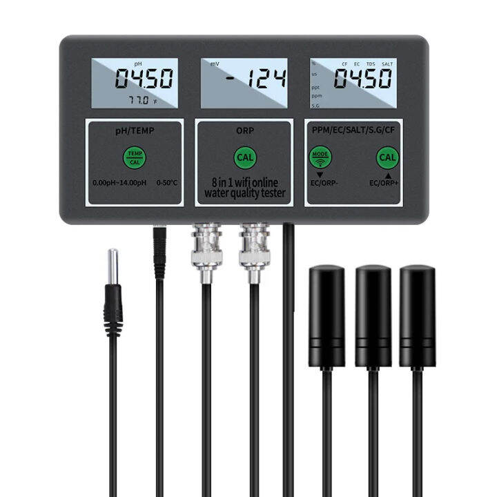 W218เครื่องวิเคราะห์น้ำดิจิตอล8ใน1 PH EC TDS Salt ORP Cf.g รีโมทแอป ...