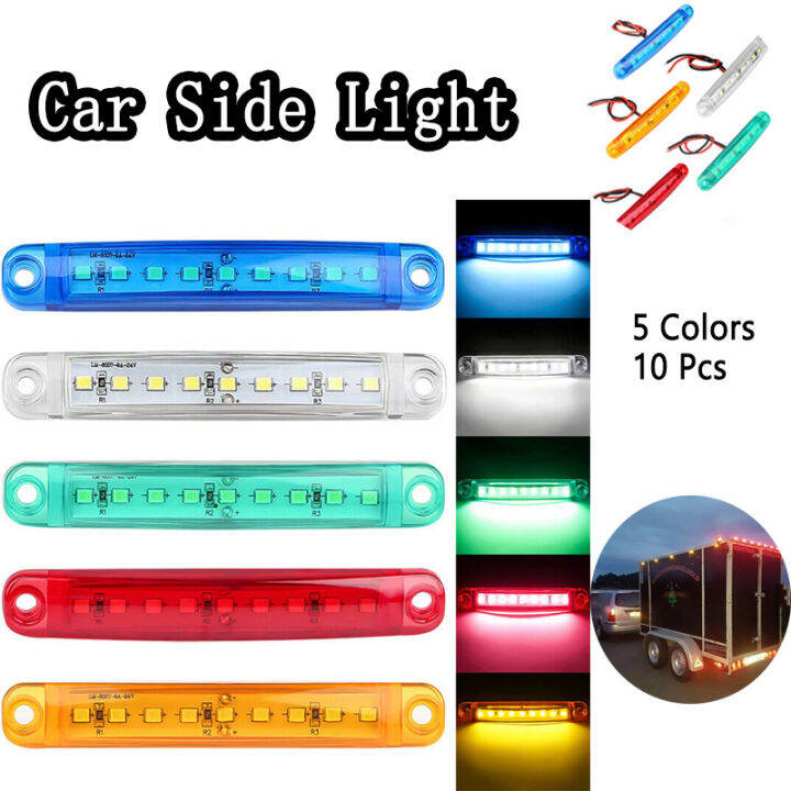 10Pcs 12V 24V 9 LED Truck Side Marker Indicator Light Turn Signal Lamp ...