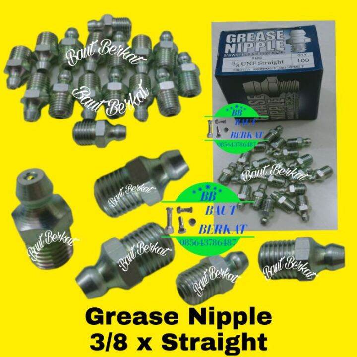 ISI 10 PCS grease nipple 3/8 straight nepel gemuk 3/8 straight grease ...