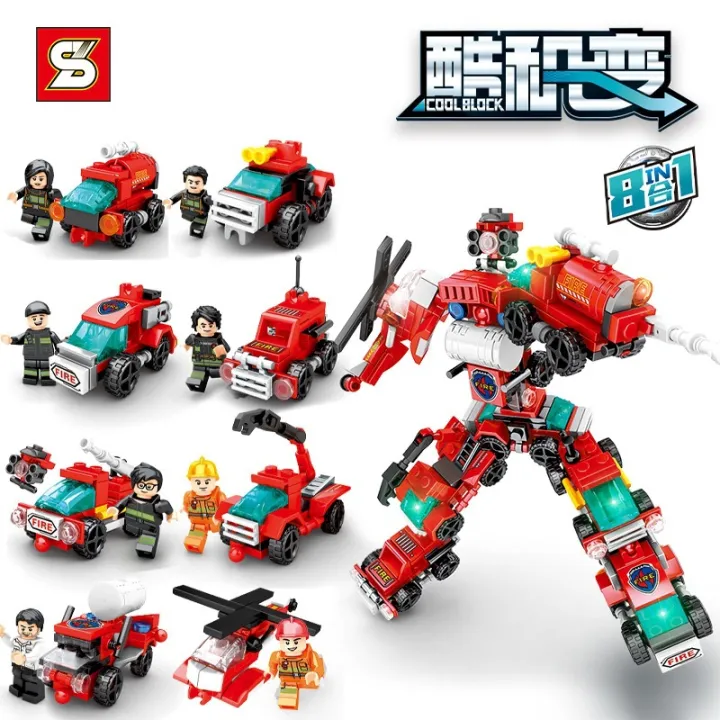 Mainan lego pemadam kebakaran toy fire engine motor mobil robot polisi ...