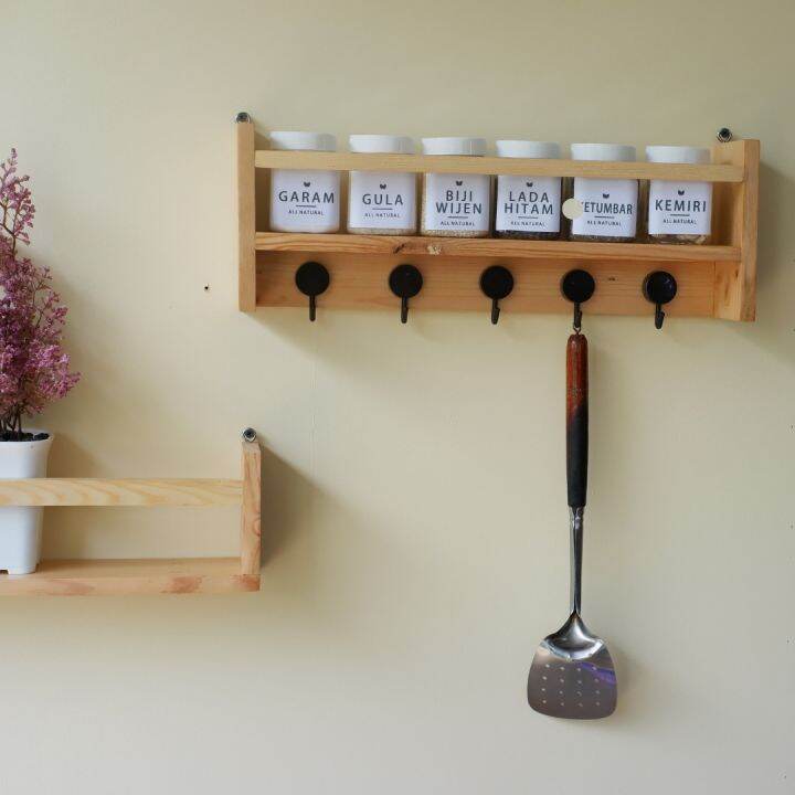 Rak Bumbu Dapur Kayu Dinding Ada Cantolanya | Lazada Indonesia