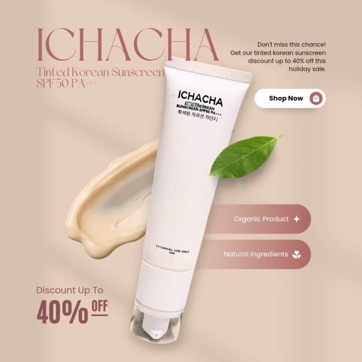 ICHACHA - Tinted Korean Sunscreen SPF50 PA+++ | Lazada PH