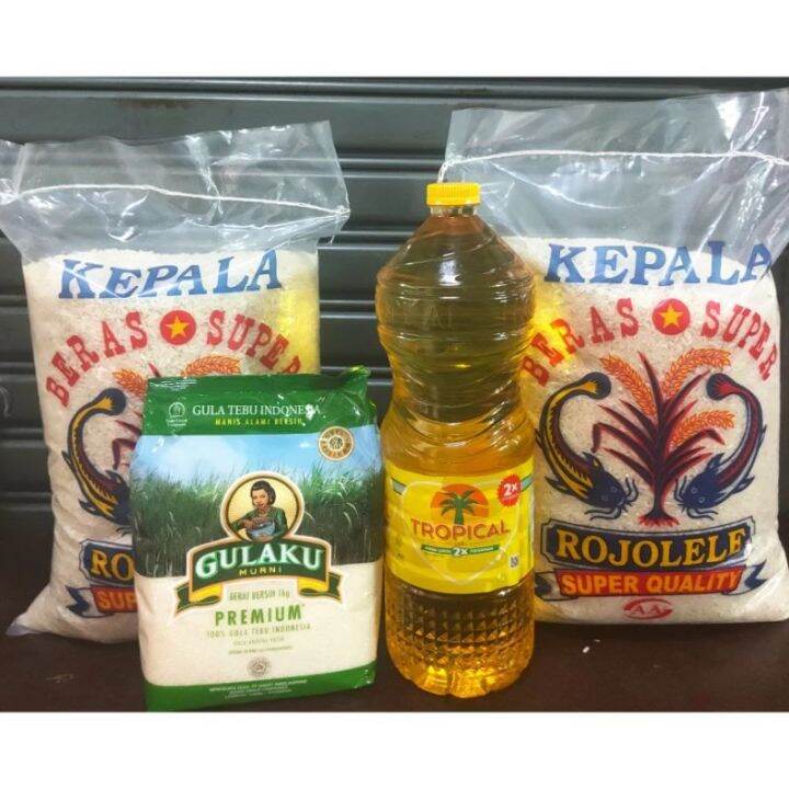 paket sembako murah beras 10L, minyak 2L, gula 1kilo | Lazada Indonesia