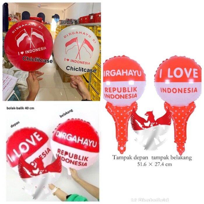 Balon foil HUT RI/17 agustus/dirgahayu RI/dekorasi kemerdekaan bulat ...