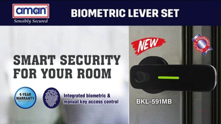 AMAN Biometric Lever Lock Set Fingerprint Smart Door Lock Set Thumprint ...