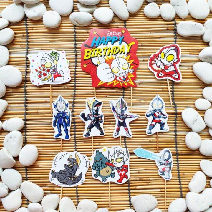 cake topper satu set hiasan kue ulang tahun motif ultraman animasi ...
