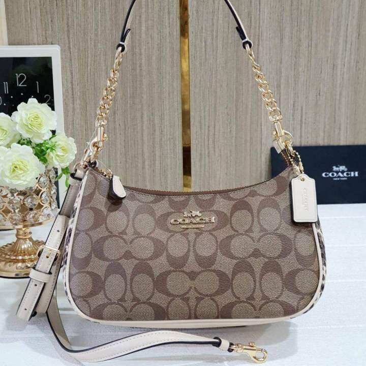 🍀🍀 COACH CC323 Teri Shoulder Bag In Signature Canvas | Lazada.co.th