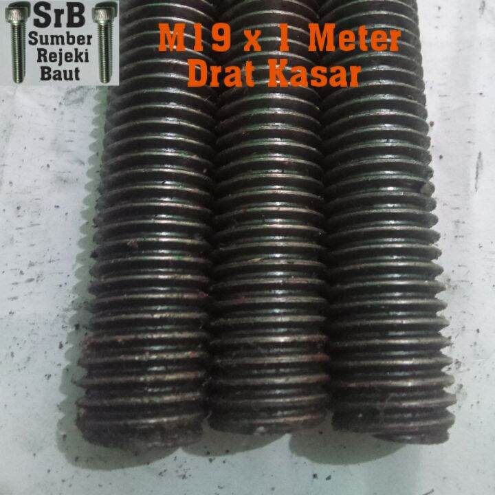 As Drat M19 Panjang 1 Meter(Drat Kasar) Baut Long Full Drat | Lazada Indonesia