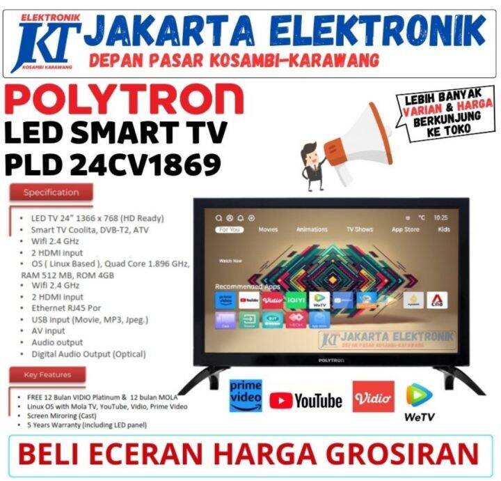 LED TV POLYTRON 24INCH SMART TV 24CV1869 | Lazada Indonesia