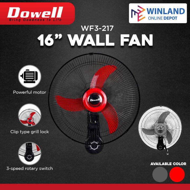 DOWELL by Winland 16 inch 3-speed rotary switch wall fan | Electric Fan 60w WF3-217 | Lazada PH