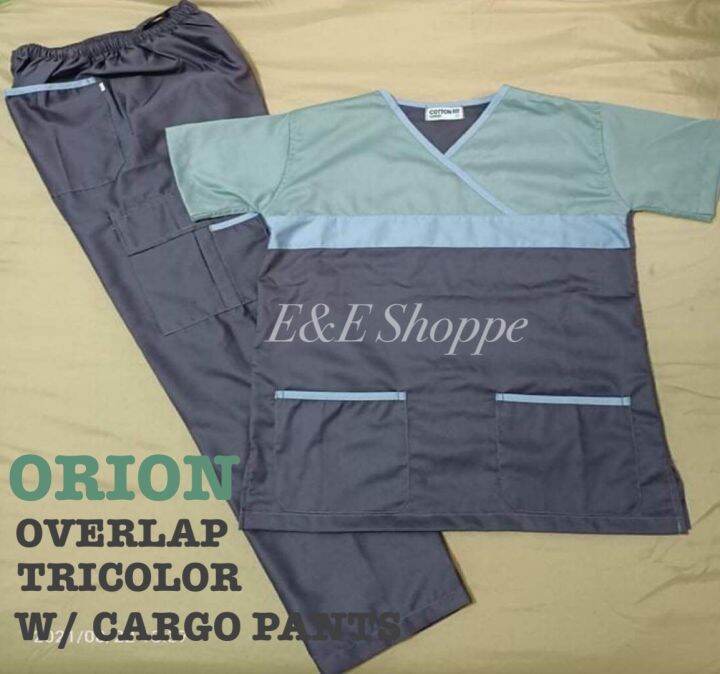 SCRUB SUIT Set- UNISEX ( ORION - Tricolor/Overlap with CARGO pants ...
