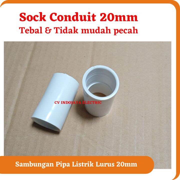 10 pcs Sock coduit polos putih 20mm/ Shok pipa listrik 20 mm/ Sok ...