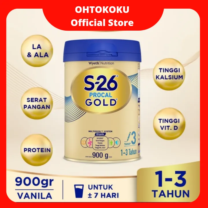 S-26 Procal Gold Tahap 3 Susu Pertumbuhan Usia 1-3 Tahun Kaleng 900 gr ...