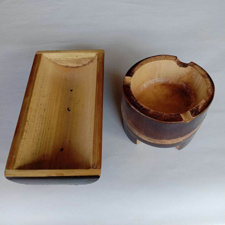 asbak rokok unik dari bambu bitung 2 biji ..keren.asbak rokok unik ...