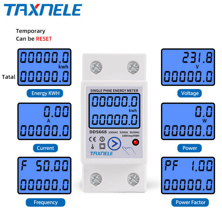 Din Rail LCD Backlight Single Phase Energy Meter kWh Power Consumption ...