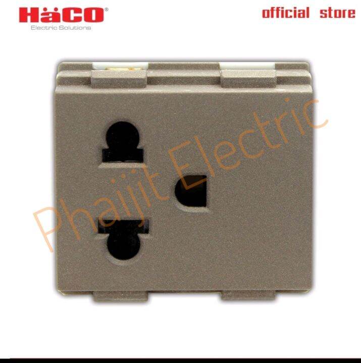 เต้ารับเดี่ยว 3 ขา HACO W8416V-ST สีแม็ทแบล็ค Haco W8416V-ST 3 Pin Euro-American Socket With ...