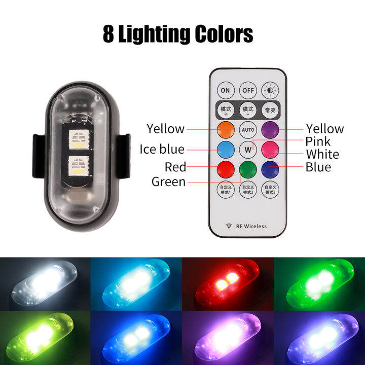 Motorcycle LED RGB Warning Light Universal Mini Signal With Controller ...