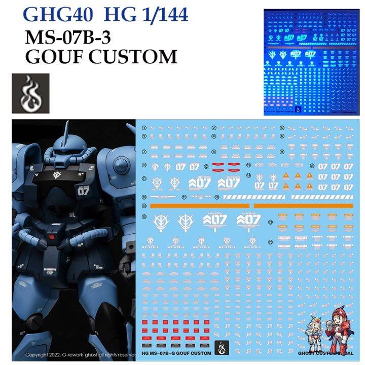 ดีคอลน้ำ [Ghost] HG 40 MS -07B-3 GOUF CUSTOM HG 1/144 (HIQ Water Decal ...