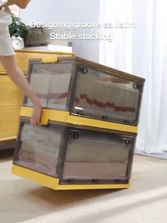 Folding 120L Three Doors Storage Box Organizer With Lid Large ...